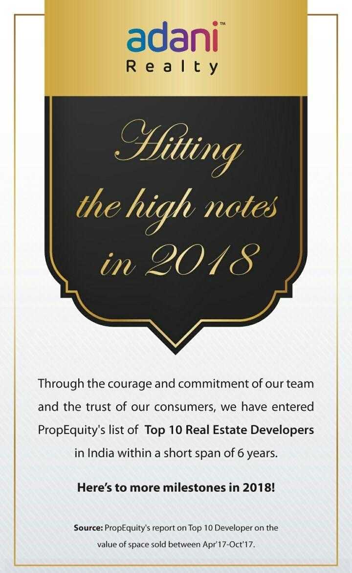 Adani Realty listed in ProEquity's top 10 Real Estate Developers in ...